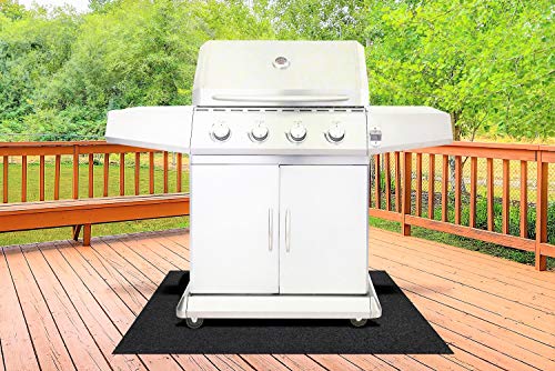BBQ Grill Splatter Mat for Gas Electric Oven & Smokers - Absorbent Grill Pad Washable Floor Mat Protects Deck and Patio from Grease Splatter (30'' x 48'', Black) Plus Reusable Cleaning Cloths(2)