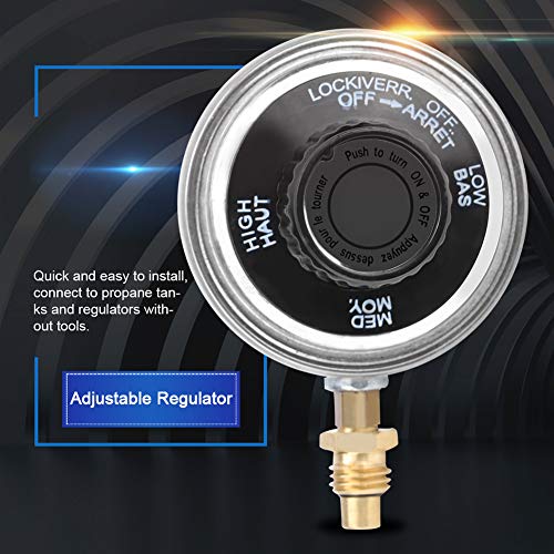 Omabeta Zinc Alloy 1"-20UNF Propane Gas Low-Pressure Adjustable Regulator Control Valve BBQ Grill Propane Regulator Valve Propane Gas Grill Control Valve Table Top Regulator