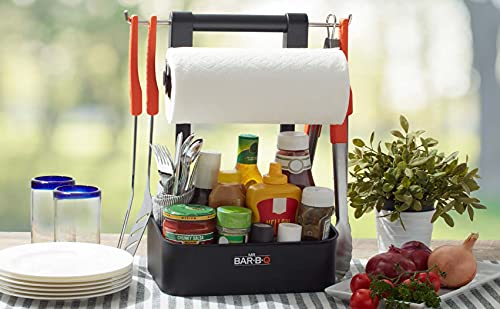 Mr. Bar-B-Q Adjustable Grilling Caddy | Store all your Grilling Accessories in One Place | Roller Towel Holder | Reduce Mess While Grilling