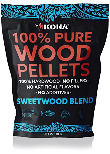 Kona Sweetwood Blend Smoker Pellets, Intended for Ninja Woodfire Outdoor Grill, 8 lb Resealable Bags