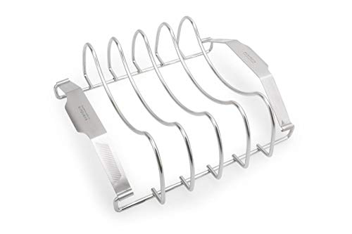 Everdure Rib Rack for Smoking and Grilling, Stainless Steel Meat Rack for Charcoal or Smoker Grill with Easy Grip Handles, Great for Whole Roasts or Racks of Ribs, Dishwasher Safe