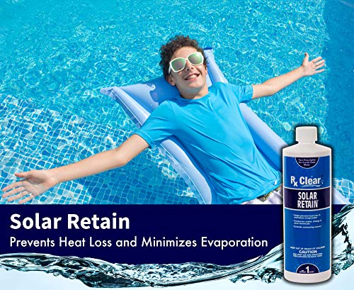 Rx Clear Solar Retain | Liquid Pool Cover | Easy Method to Reduce Water, Heat & Chemical Loss in Swimming Pools | Traditional Solar Cover Alternative | 1 Quart Bottles | 2 Pack