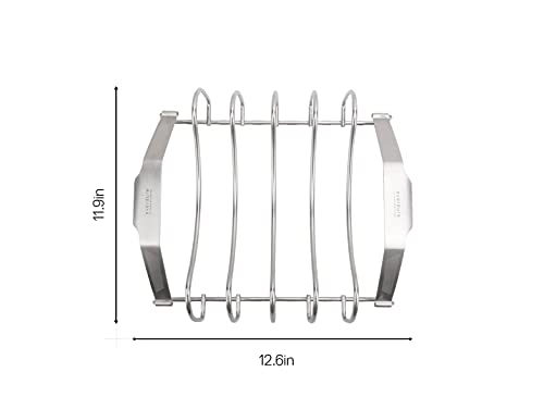 Everdure Rib Rack for Smoking and Grilling, Stainless Steel Meat Rack for Charcoal or Smoker Grill with Easy Grip Handles, Great for Whole Roasts or Racks of Ribs, Dishwasher Safe