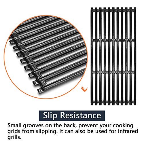 Hongso 18 1/4 inch Coated Cast Iron Grill Grates for Charbroil 463241013, 463241014, 466241013, 463243812, 466241014, 463270612, G526-0007-W1, Tru-Infrared 2 Burner Grills, PCB007