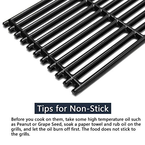 Hongso 18 1/4 inch Coated Cast Iron Grill Grates for Charbroil 463241013, 463241014, 466241013, 463243812, 466241014, 463270612, G526-0007-W1, Tru-Infrared 2 Burner Grills, PCB007