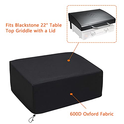 BQMAX Carry Bag and Griddle Cover Replacement for 5510 Blackstone 22" Table Top Griddle with Hood/Lid, Heavy Duty 600D Polyester Waterproof Grill Cover and Bag