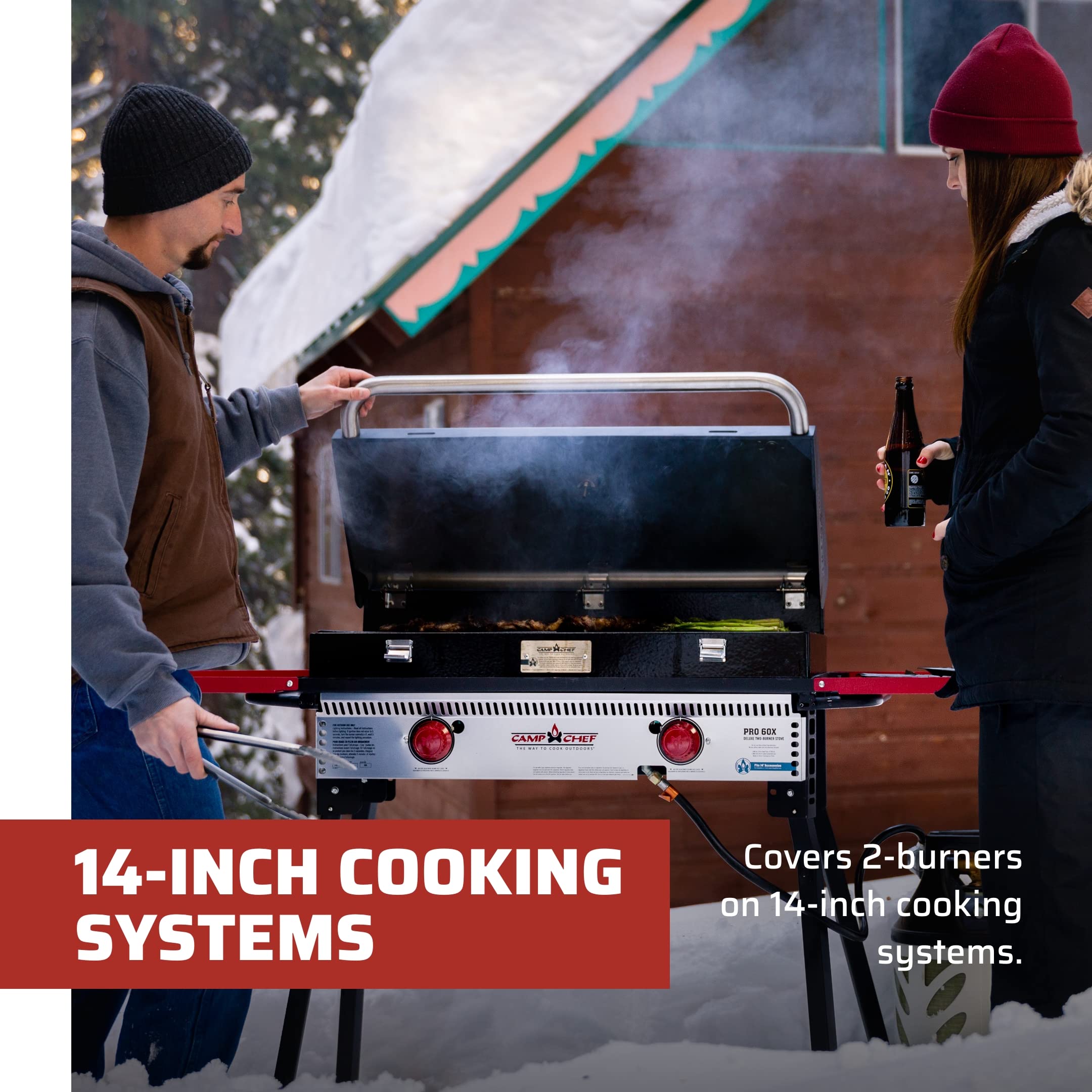 Camp Chef Deluxe BBQ Grill Box, for 2 burner stoves, black, 14 in. x 32 in. x 10 in.