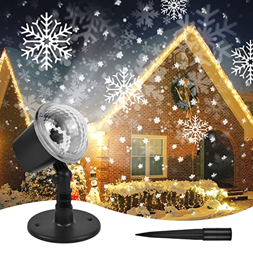 Christmas Projector Lights Outdoor, Weatherproof Snowflake Projector Lights Outdoor Indoor, Wider Lighting Range LED Christmas Snowfall Lights for Christmas Xmas Holiday Home Party Decoration