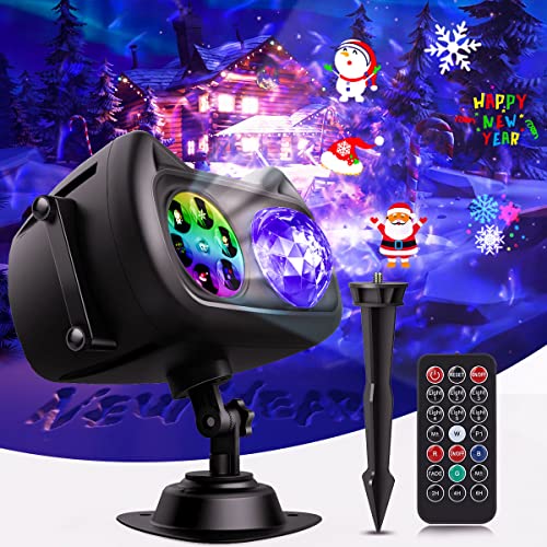 Christmas Projector Lights Outdoor 2 in 1 Ocean Wave Snowflake Projector Holiday Projector Lights Outdoor Light Projector for House Waterproof with Remote Control for Christmas Outdoor Decorations