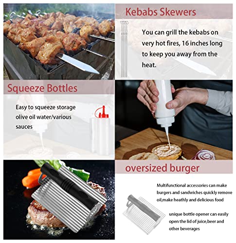 Griddle Accessories Tool-40pcs Flat Top Griddle Set,Stainless Steel Griddle Utensils with Spatulas,Tongs,Fork,Glove,Burger Press,Cleaning Brush.