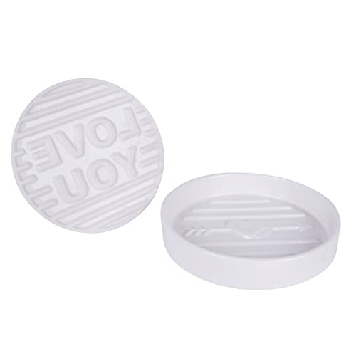 Vencer Mother's Day Present 5 inches Ceramics Hamburger Press Patty Maker and Squeeze Grease, Burger Mold Ring with 100 Patty Papers,White,VPG-001W