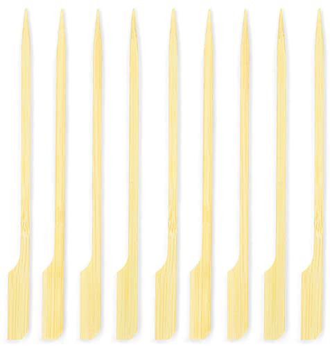 DecorRack 100 Natural Bamboo Paddle Picks, 6 inch Wood, Barbecue, Kabob Skewers for Grill, Appetizers, Fruit Sticks, Cocktails Picks (100 pack)