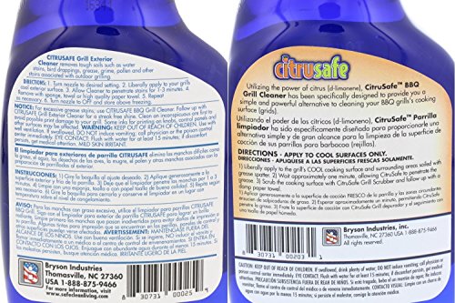 Citrusafe Grill Care Kit - BBQ Grid and Grill Grate Cleanser, Exterior Cleaner, and Scrubber by Citrusafe (16 oz Each)