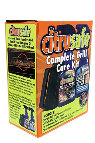 Citrusafe Grill Care Kit - BBQ Grid and Grill Grate Cleanser, Exterior Cleaner, and Scrubber by Citrusafe (16 oz Each)