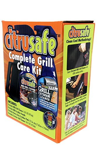 Citrusafe Grill Care Kit - BBQ Grid and Grill Grate Cleanser, Exterior Cleaner, and Scrubber by Citrusafe (16 oz Each)