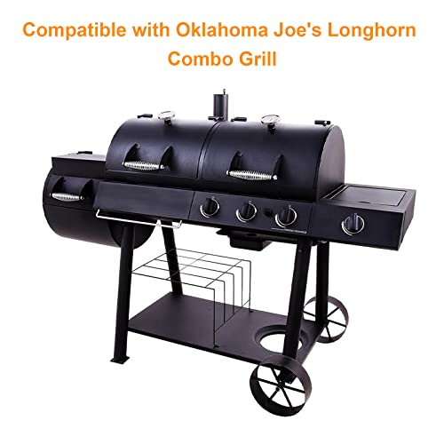 GRISUN Grill Replacement Parts for Oklahoma Joe Longhorn Combo Grills, Stainless Steel Grill Burner, Porcelain-Enameled Heat Plate with Adjustable Crossover Tubes