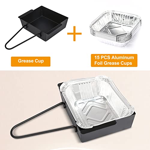Hisencn Grill Drip Pan for Nexgrill 720-0830H 720-0830D 720-0783EH 720-0882A 720-0888 720-0888N Grease Catcher Cup, Grease Box, Grease Collection Pan Holder Drip Tray with 15 Pack Aluminum Foil Liner