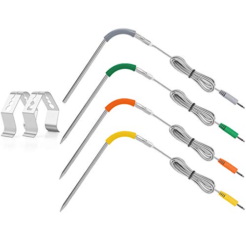 4-Pack Upgraded Replacement Probe Kit for Weber Igrill, Ultra Accurate & Fast up to 716°F /380°C,Meat Grill Probe Ambient Probe Compatible with Igrill Mini,Igrill 2,Igrill 3 with Probe Clip Holder