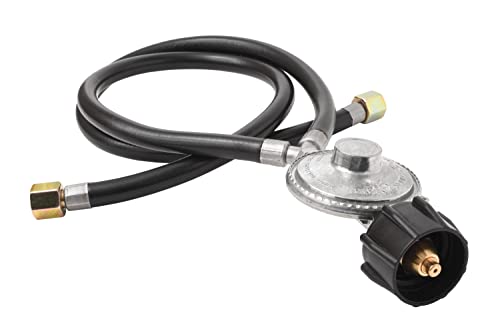 Flame King ALRYQC02 2-Ft Y-Splitter Propane Regulator Double Hose Outlet Fits Type-1 (QCC-1) Tank Connections, for BBQ Grills with Side Burner, Black
