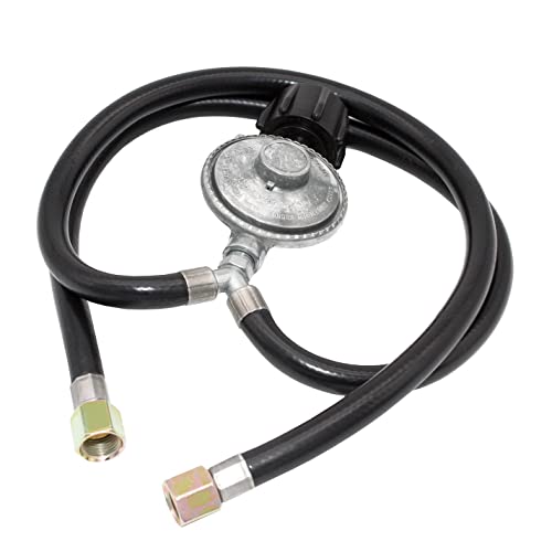 Flame King ALRYQC02 2-Ft Y-Splitter Propane Regulator Double Hose Outlet Fits Type-1 (QCC-1) Tank Connections, for BBQ Grills with Side Burner, Black