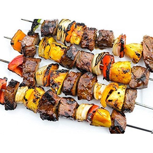 Camerons BBQ Skewer Rack Set - Includes Detachable Handle & 4 Non-Stick Stainless Steel Skewers for Grilling Barbecue Shish Kabobs, Meat, Vegetables & More - Great Father's Day Grilling Gift for Dad
