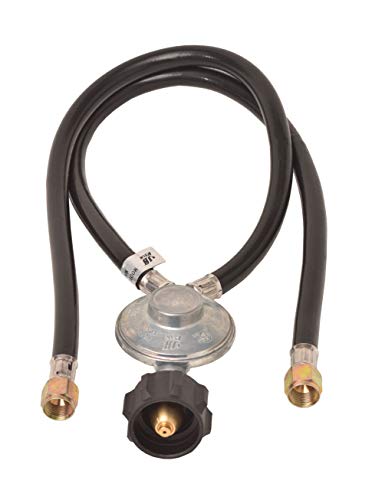 Flame King ALRYQC02 2-Ft Y-Splitter Propane Regulator Double Hose Outlet Fits Type-1 (QCC-1) Tank Connections, for BBQ Grills with Side Burner, Black