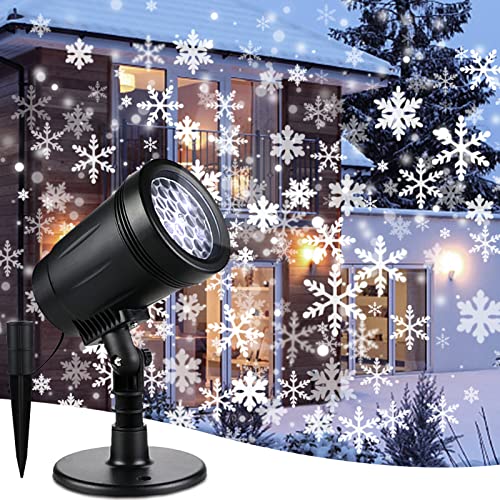 Christmas Projector Lights Outdoor Indoor Waterproof, Snowflake Decorations LED Nights Lights for Bedroom Projector Outdoor Decorative Lighting for Holiday, Xmas,Wedding, Garden Patio Home Decor