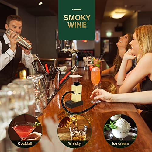 Smoking Gun Portable Smoker Infuser Premium Kit, Cocktail Smoker Machine with 6 Wood Chips and Accessories for Food and Drinks, Ideal Gift for Man(Golden)