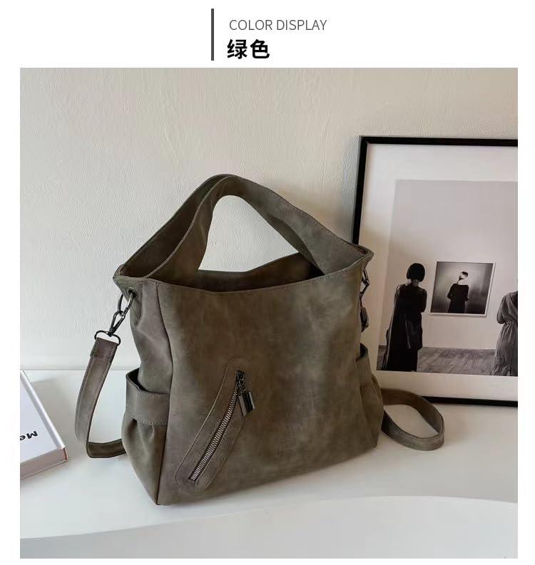 Retro frosted bag for women's large capacity versatile crossbody bag with texture, portable commuting tote bag