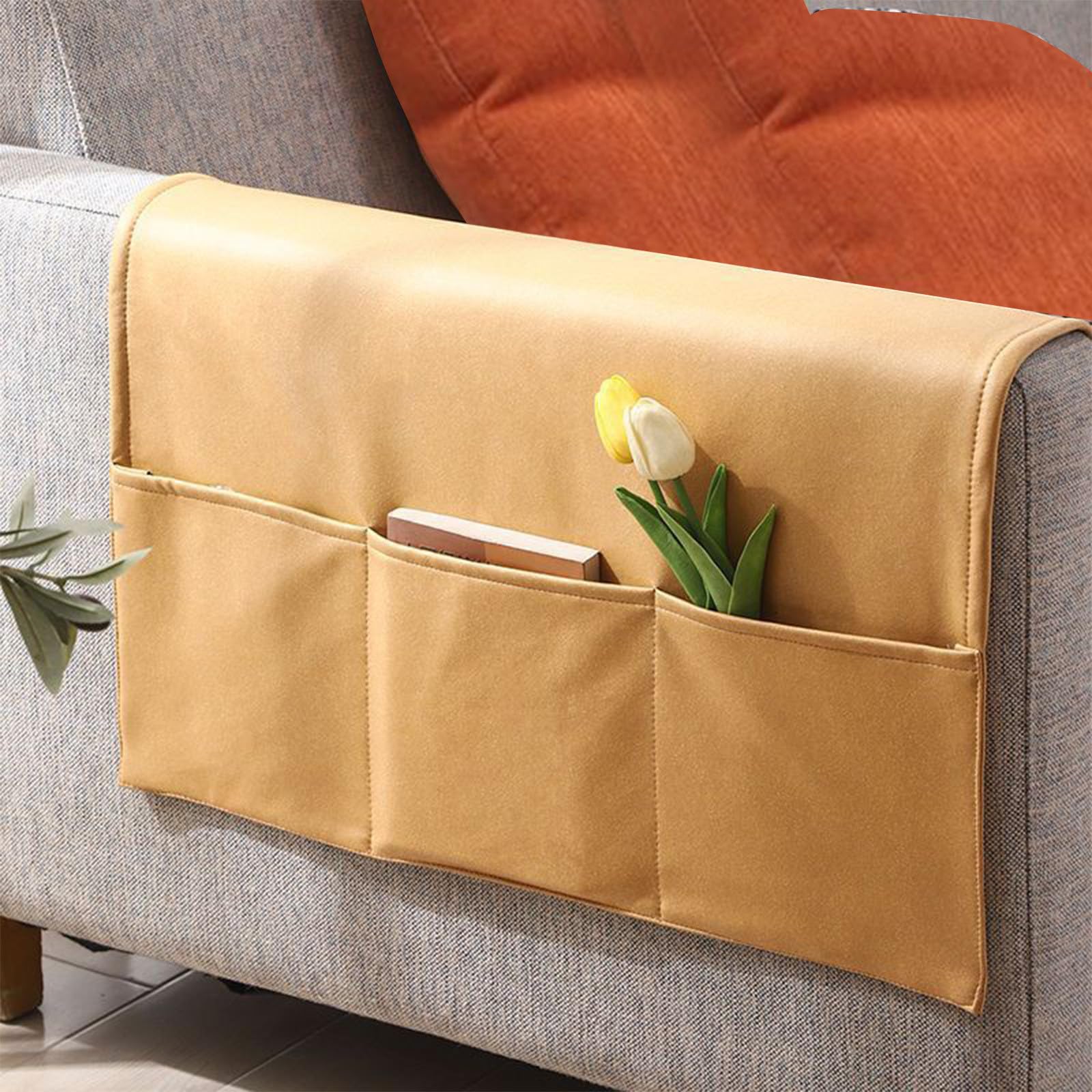 ichuanyi 2023 New Couch Arm Covers,Pet Armchair Slipcover for Couch with 3 Pockets for TV Remote Control,Non-Slip Sofa Arm Covers Washable Sofa Armrests Covers for Living Room (Yellow)