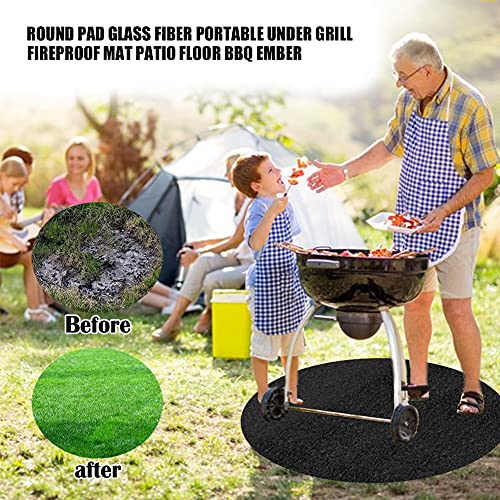 Yuhoo Round Fire Pit Mat, 40 inch Patio Fireproof Mat, Fireproof Pad Heat Deflector BBQ Floor Protective Mat, Reusable Deck Protector for Wood Burning&Gas Fire Pit Pad, BBQ Smoker(Size:40inch)
