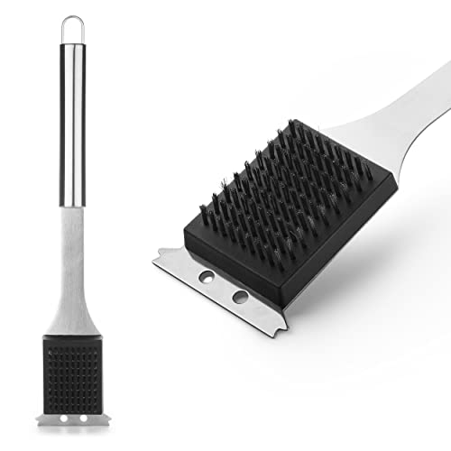 UNCO- Grill Brush and Scraper, 16.7ā, Stainless Steel, Grill Cleaner, Grill Brush, Grill Cleaning Brush, BBQ Brill Brush, BBQ Brush for Grill Cleaning, Grill Brush for Outdoor Grill, Safe Grill Brush