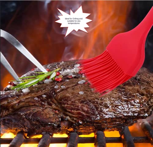 SILCONY 8.4" Silicone Pastry Basting Brushes Heat Resistant BPA Free for BBQ Grill Barbecue & Kitchen Baking Cooking Marinating Spreading Oil Brushes Soft Bristles Long Handle (4, 4Pcs 8.4 Inches)