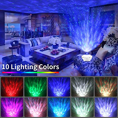 NAZHUA Star Projector,Galaxy Projector,Starry Night Lamp,Ocean Wave Projector Night Light w/ Music Player Bluetooth Speaker and Timer Remote Control Starlight for Birthday Christmas Gift, White