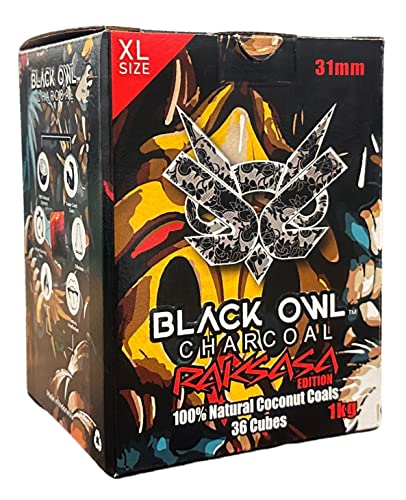 100% Natural Coconut Premium Hookah Shisha Charcoal, 36 XL Cubes, 31x31x31mm, 1Kilo
