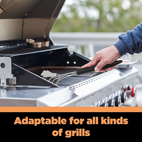 Grill Brush and Scraper Bristle Free – Safe Grill Brush Cleaner – 18” Stainless Grill Grate BBQ Brush W/Extra-Wide Scrubber - Safe Grill Accessories for Porcelain/Weber Gas/Charcoal Grills