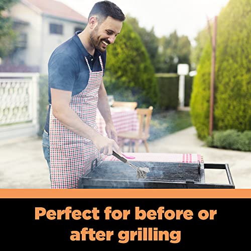 Grill Brush and Scraper Bristle Free – Safe Grill Brush Cleaner – 18” Stainless Grill Grate BBQ Brush W/Extra-Wide Scrubber - Safe Grill Accessories for Porcelain/Weber Gas/Charcoal Grills
