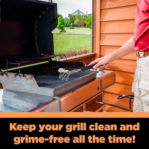 Grill Brush and Scraper Bristle Free – Safe Grill Brush Cleaner – 18” Stainless Grill Grate BBQ Brush W/Extra-Wide Scrubber - Safe Grill Accessories for Porcelain/Weber Gas/Charcoal Grills