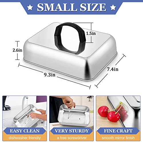 Rectangle Cheese Melting Dome, HaSteeL Stainless Steel Basting Cover for Flat Top Griddle BBQ Steaming Grilling Cooking Indoor & Outdoor, Large 13In & Small 9.3In, Heavy Duty & Dishwasher Safe(2 Pcs)