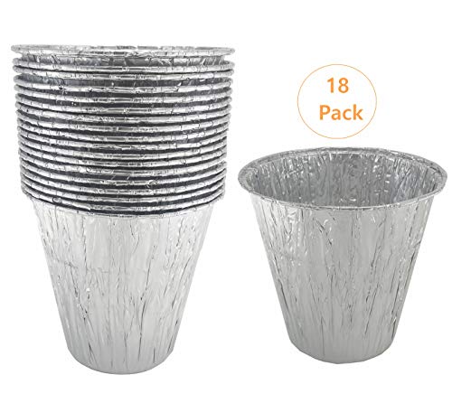 (18-Pack) 6" High Professional Liners Compatible with Pit Boss Wood Pellet Grills 67292 Foil Tray, Oklahoma Joe's 9518545P06 Grease Bucket Liner Rec Tec Bigger Grease Bucket & Smoker Liners