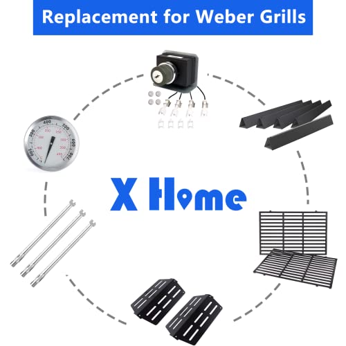 X Home 17.5-Inch Heavier Flavorizer Bars Replacement for Weber Genesis E-310 E-330, Genesis 300 Series with Front-Mounted Control (NOT Fit for Genesis II), Porcelain-enameled, 5-Pack