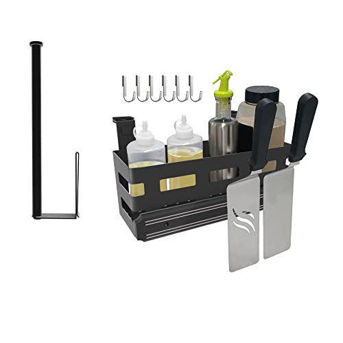 3 in 1 Grill Caddy, MeWeBlue Griddle Caddy for 28"/36" Blackstone Griddle/Prep Cart, Space Saving Storage Basket for Blackstone Griddle Accessories, Tool-free No Drill Installation BBQ Tool Caddy