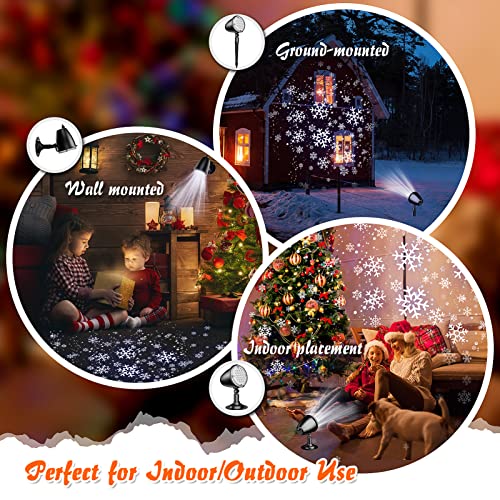 Christmas Projector Lights Outdoor & Indoor, 【2 Packs】 Snowflake Projector Lights, IP65 Waterproof LED White Snowfall Christmas Lights, Perfect for Xmas Party Wedding Garden Patio Decoration