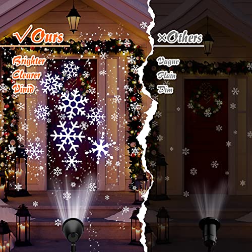 Christmas Projector Lights Outdoor & Indoor, 【2 Packs】 Snowflake Projector Lights, IP65 Waterproof LED White Snowfall Christmas Lights, Perfect for Xmas Party Wedding Garden Patio Decoration