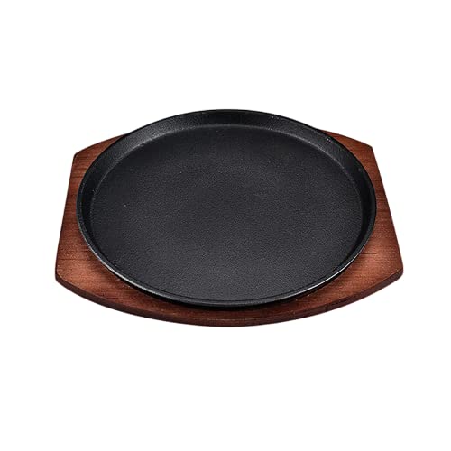 YYJINGYOU Skillet with Cast Iron Round Home Restaurant Rotisserie ((Plate + Iron) 19cm)