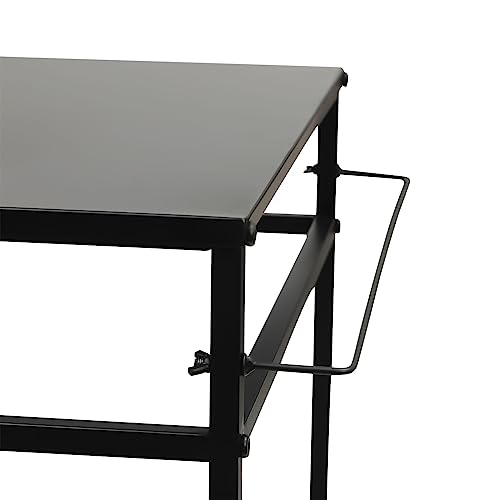 Outdoor Grill Cart, Stainless Steel Double-Shelf Movable Dining Cart Outdoor BBQ Food Preparation Table Kitchen Picnic Worktable for Backyard Grilling, BBQ, Party (Black)