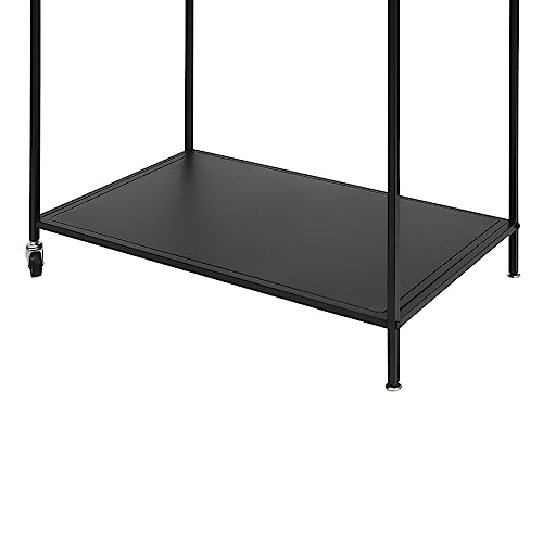 Outdoor Grill Cart, Stainless Steel Double-Shelf Movable Dining Cart Outdoor BBQ Food Preparation Table Kitchen Picnic Worktable for Backyard Grilling, BBQ, Party (Black)