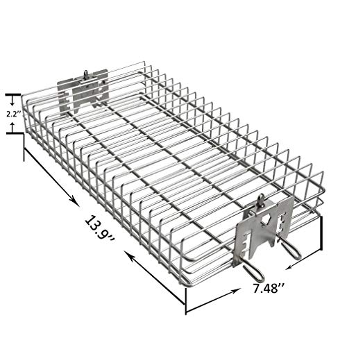 only fire 6042 BBQ Stainless Steel Flat Spit Rotisserie Grill Basket for Any Grill, Fits 1/2" Hexagon, 3/8" Hexagon, 3/8" Square&5/16" Square Rotisserie Spit Rods