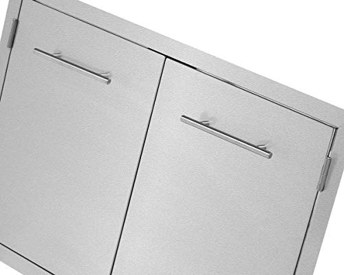 AdirHome 33" Stainless Steel Grill Double Access Double-Face Door With Towel Holder - Easy Install Heavy Duty Stainless Steel Rust Resistant Access Door with Chromium Plated Handle (Horizontal Handle)