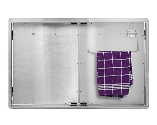 AdirHome 33" Stainless Steel Grill Double Access Double-Face Door With Towel Holder - Easy Install Heavy Duty Stainless Steel Rust Resistant Access Door with Chromium Plated Handle (Horizontal Handle)